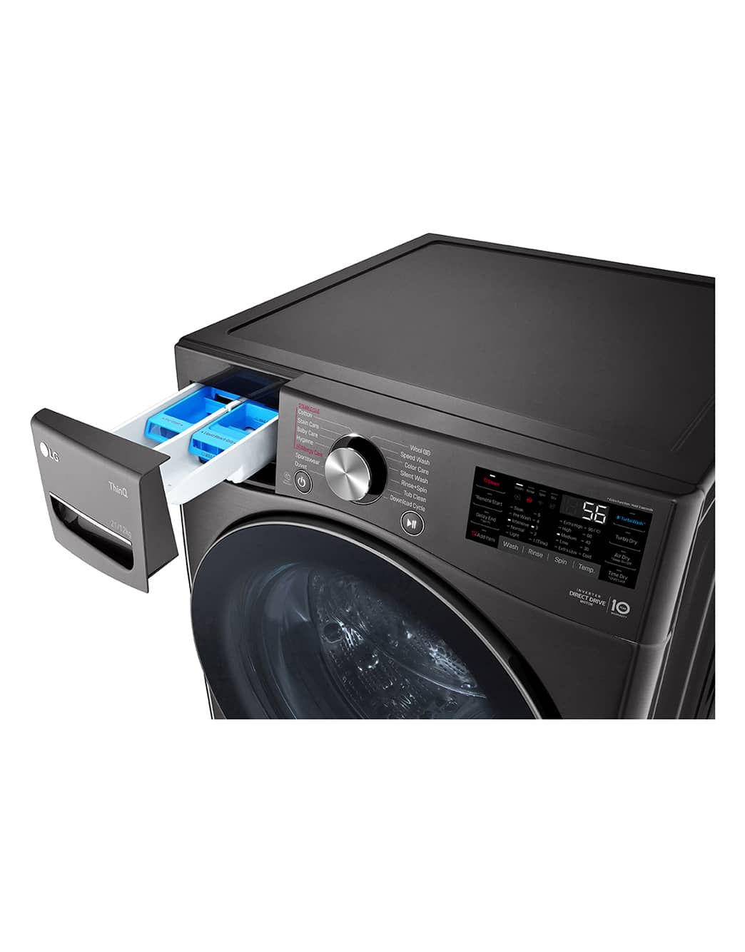LG 21/12kg, Front Load Washer Dryer in Black Steel | LG SG