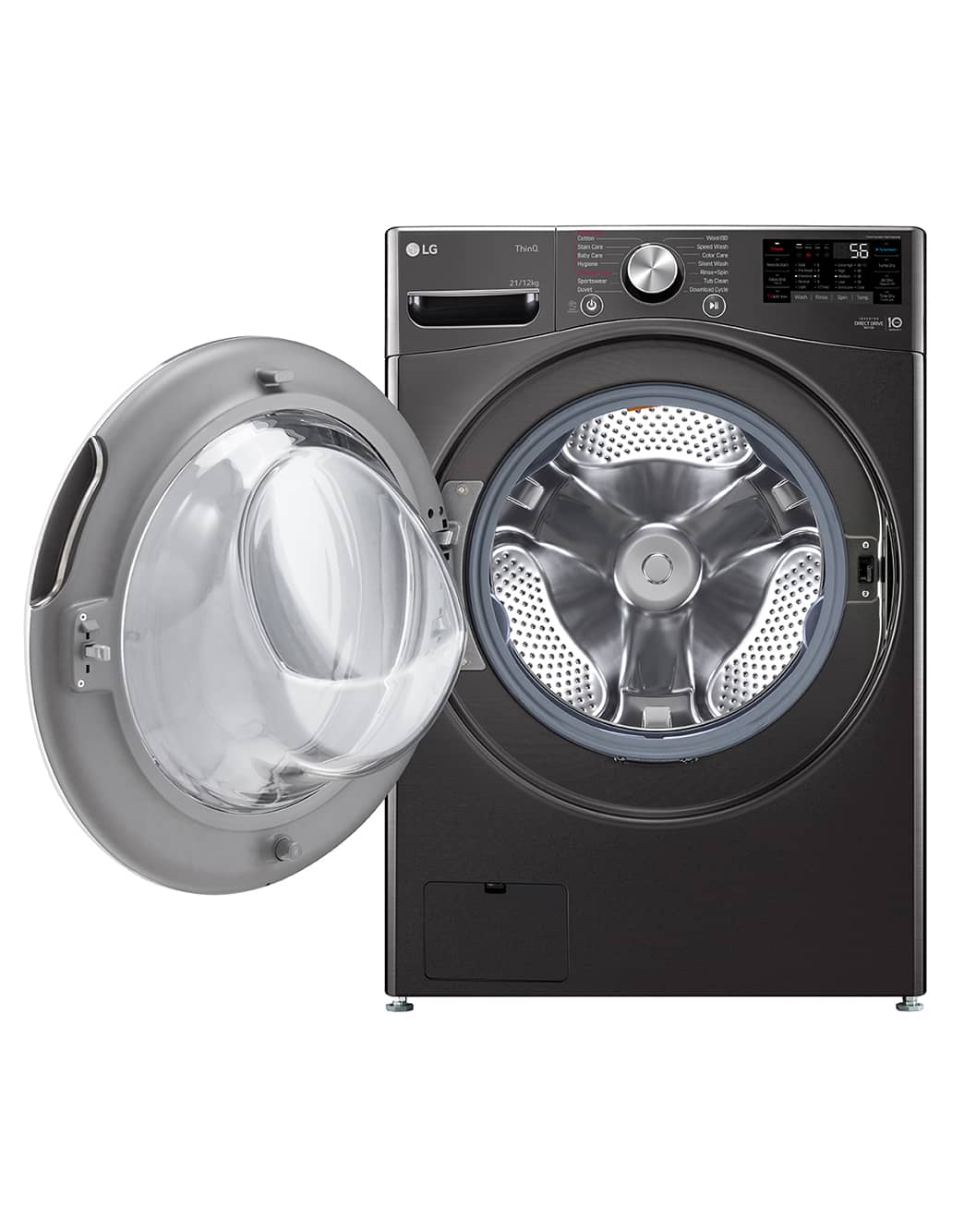 LG 21/12kg, Front Load Washer Dryer in Black Steel | LG SG