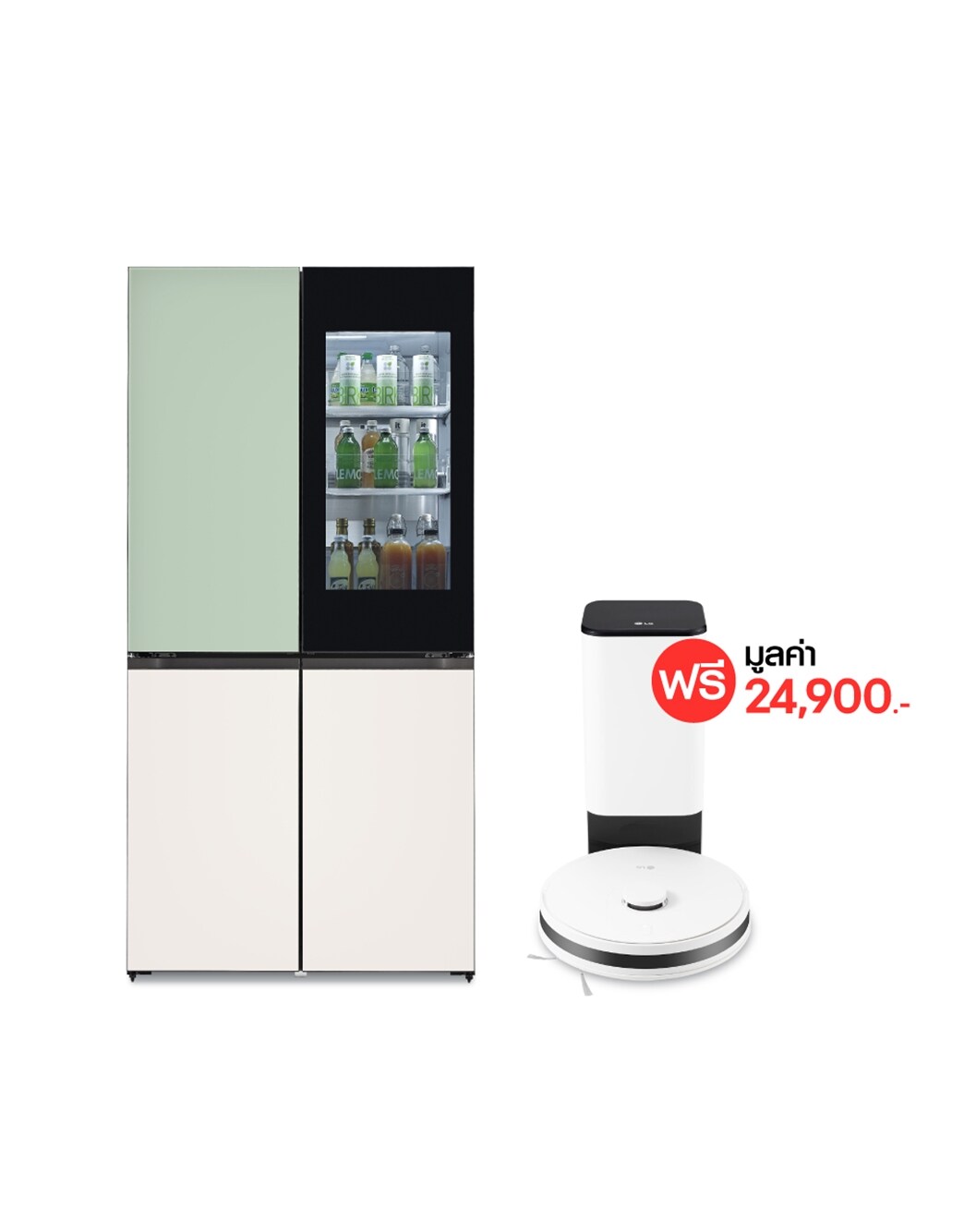 ตู้เย็น Instaview รุ่น GR-A24FQSMB ฟรี หุ่นยนต์ดูดฝุ่น รุ่น R5T-MAX ...