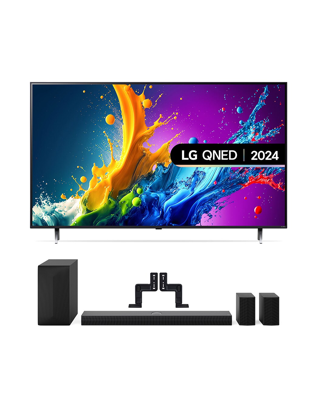 75 inch LG QNED80 4K TV & US70TR Soundbar & BT5 Bracket | LG UK