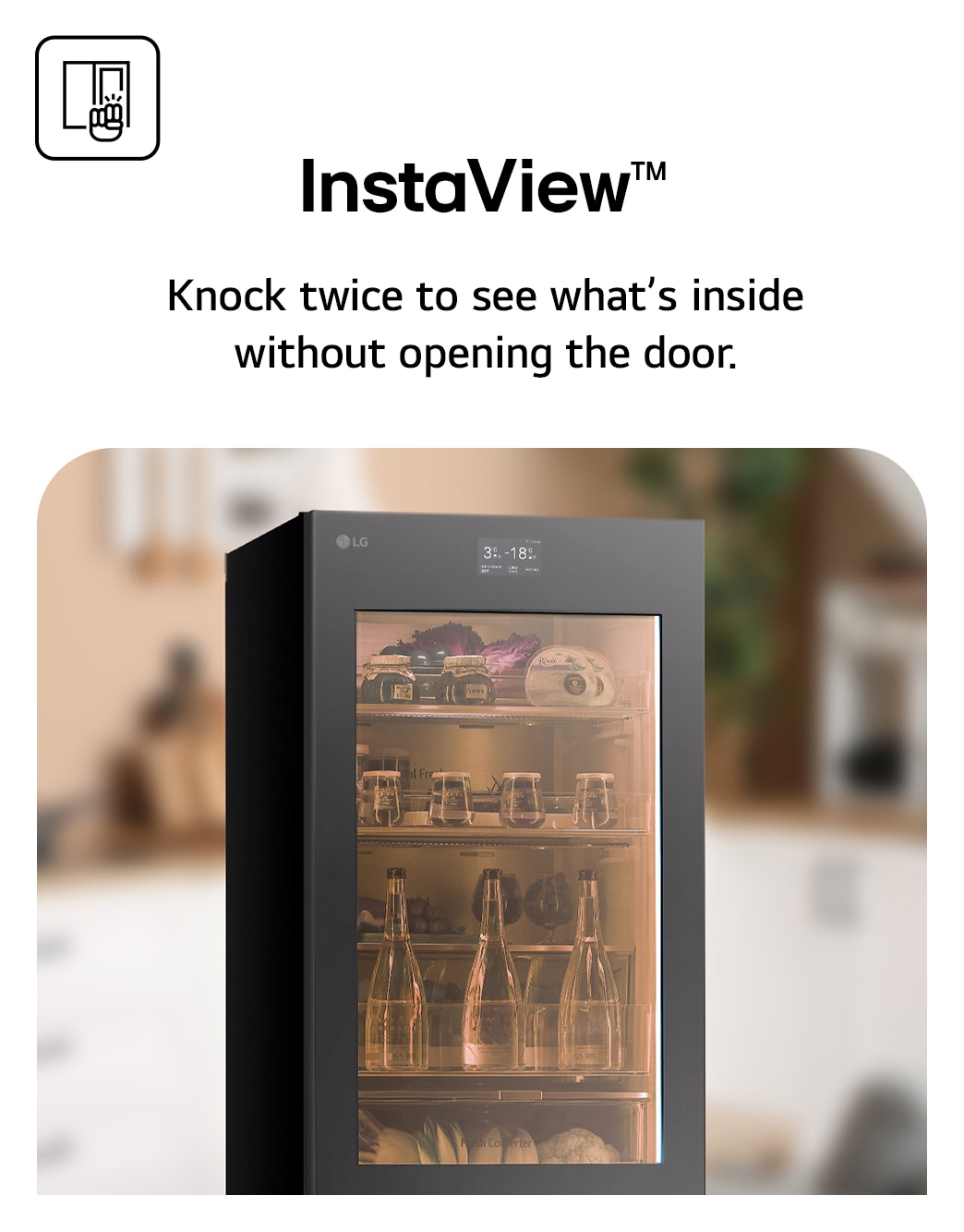 349L InstaView™ Fridge Freezer, Essence Black Steel | LG UK