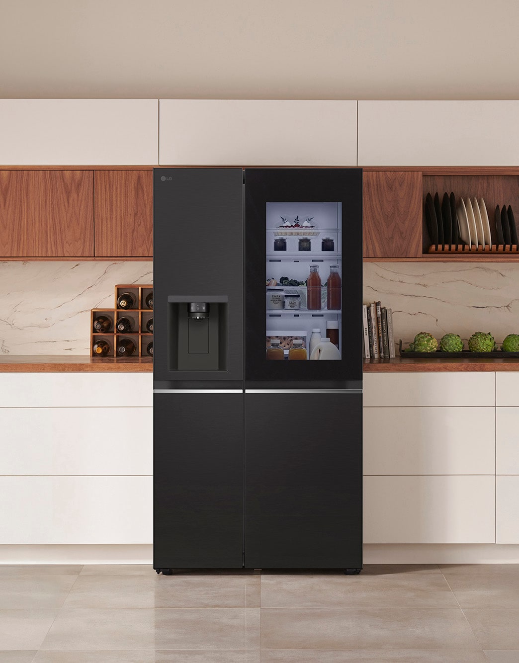635L American Style Fridge Freezer Matte Black | LG UK