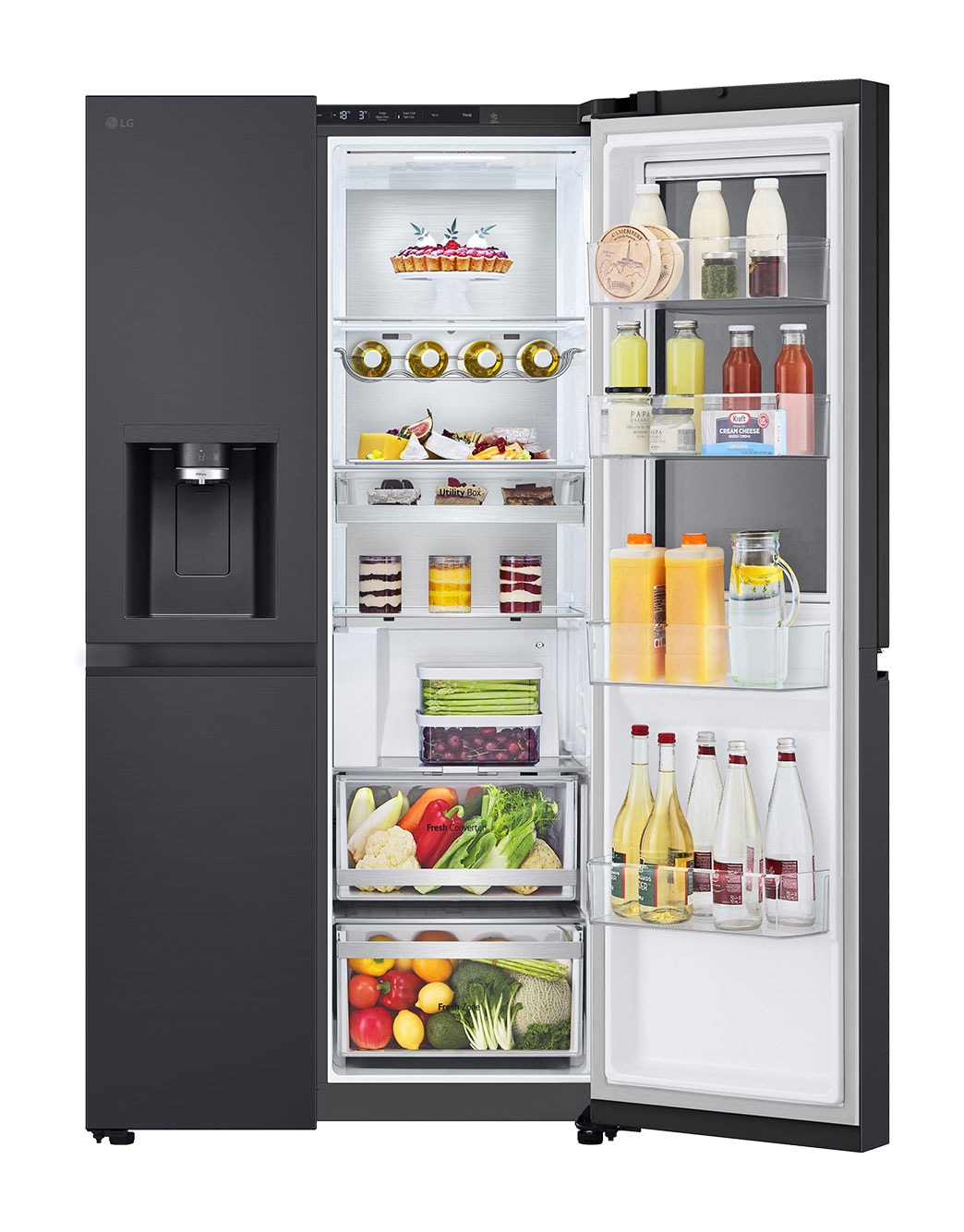 628L Side-By-Side Refrigerator Essence Black Steel | LG UK