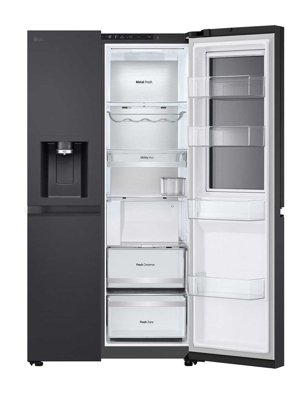 628L Side-By-Side Refrigerator Essence Black Steel | LG UK