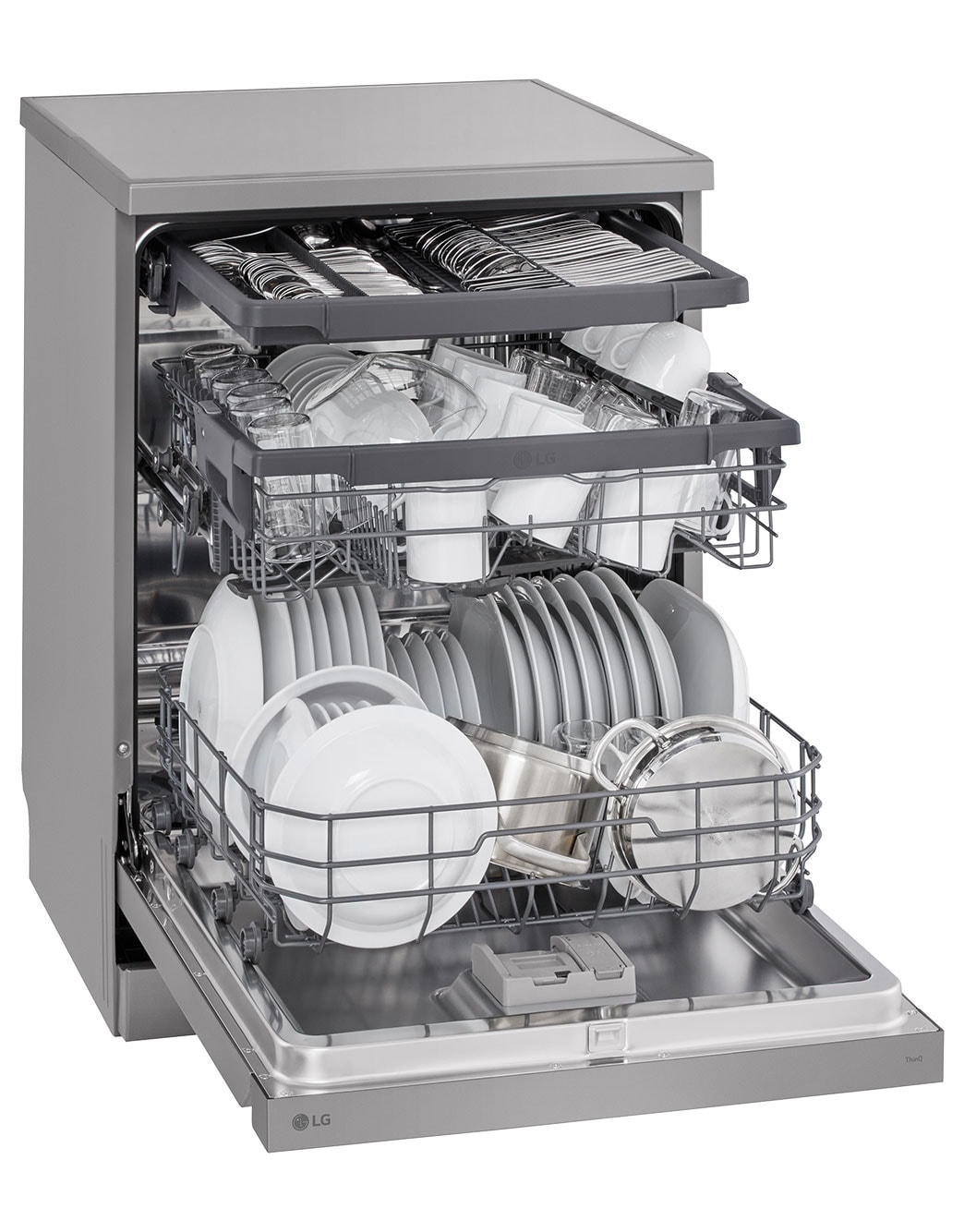 14 Place Setting TrueSteam Dishwasher, Silver | LG UK