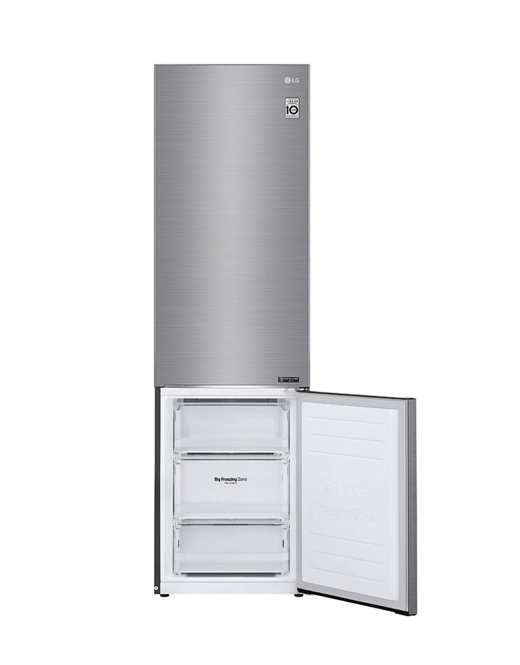 384L Tall Fridge Freezer Shiny Steel | LG UK