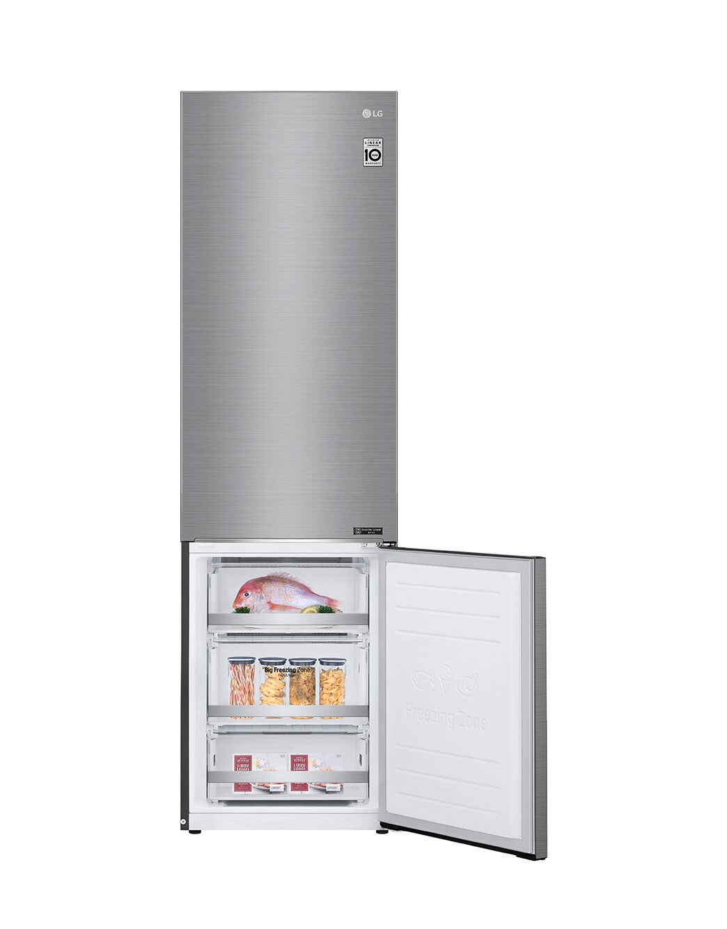 384L Tall Fridge Freezer Shiny Steel | LG UK