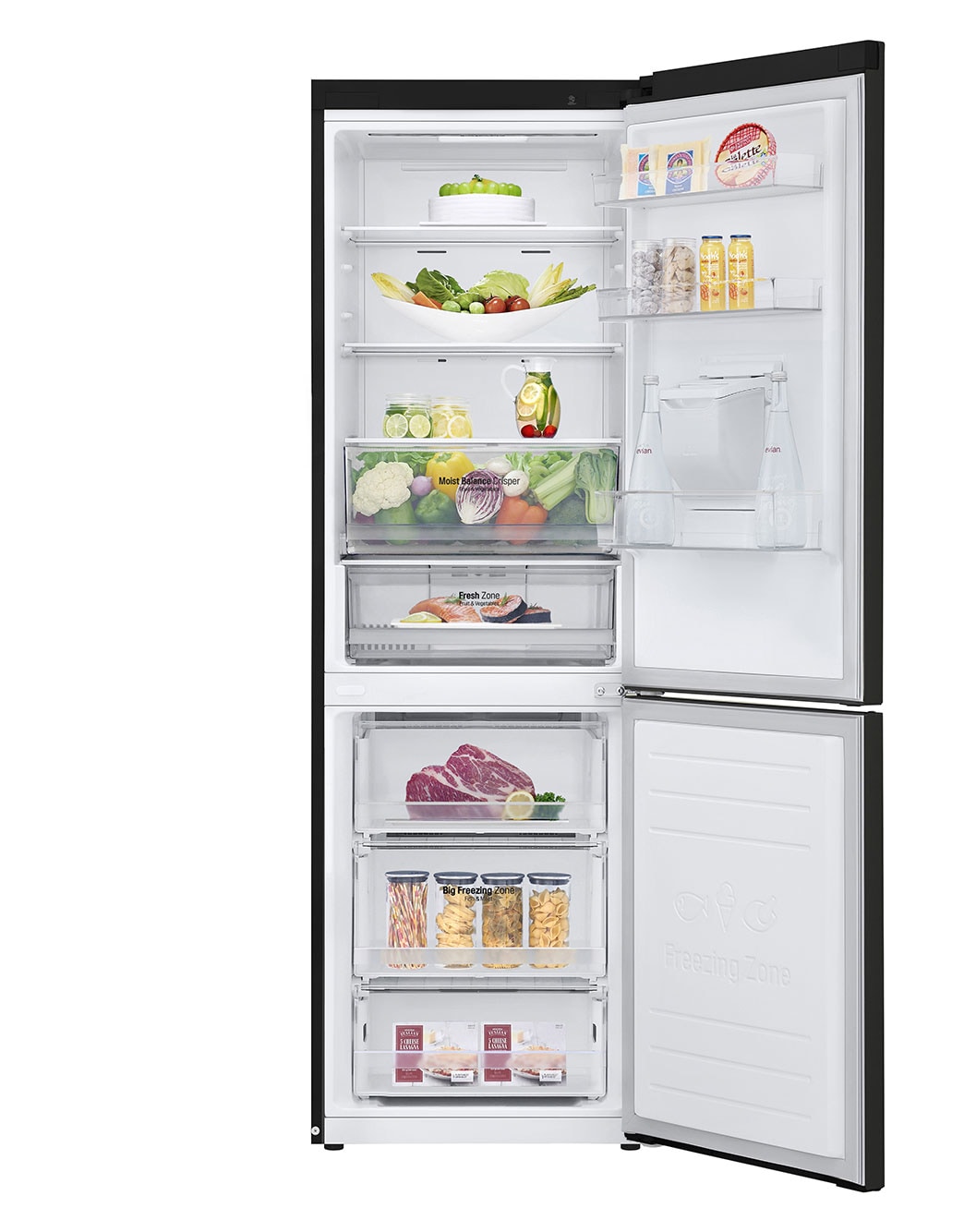 340L Tall Fridge Freezer Black Steel | LG UK