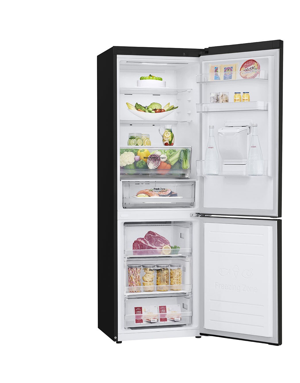 340L Tall Fridge Freezer Black Steel | LG UK