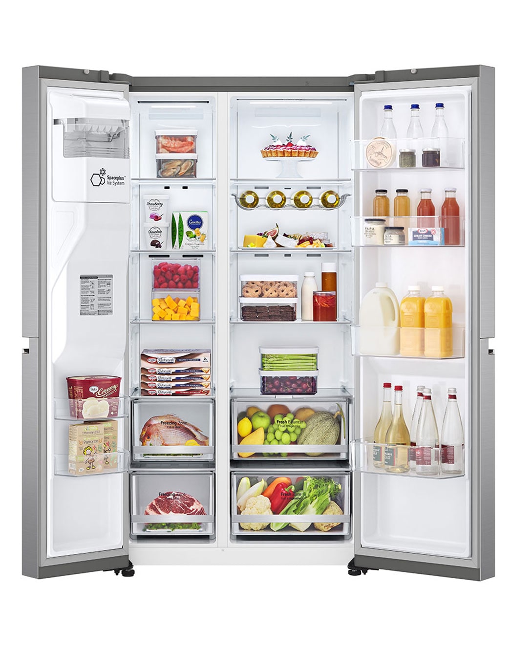 635L American Style Fridge Freezer Shiny Steel | LG UK