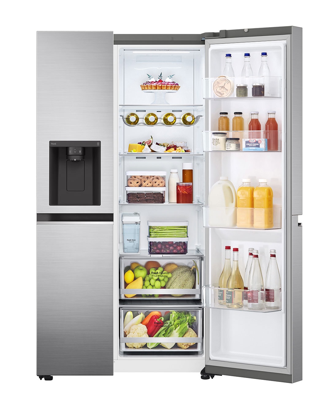 635L American Style Fridge Freezer Shiny Steel | LG UK