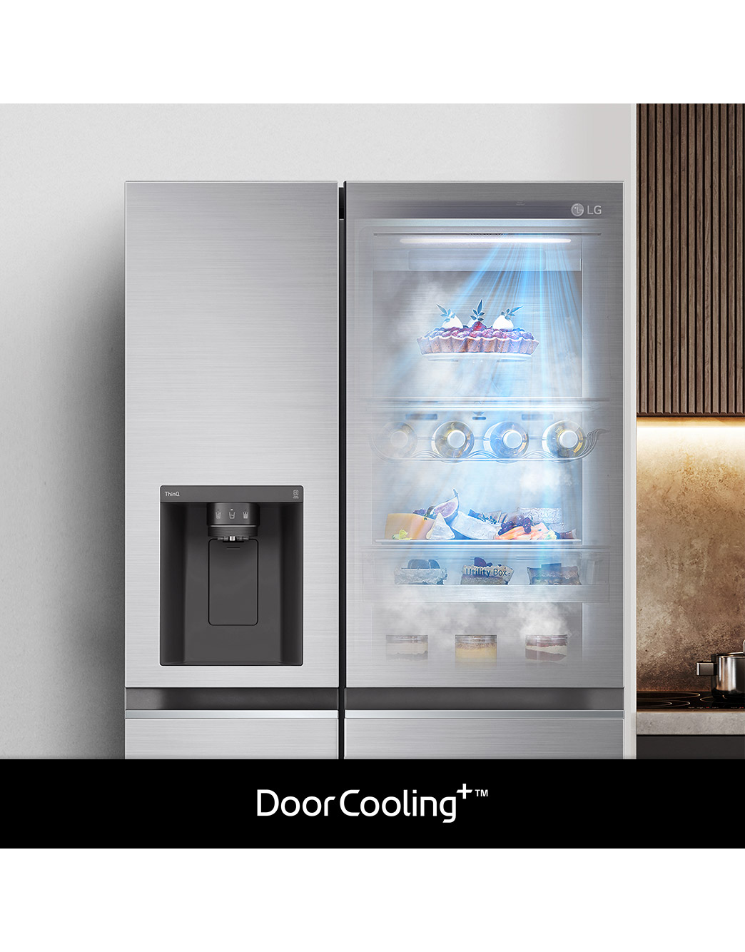 635L American Style Fridge Freezer Shiny Steel | LG UK