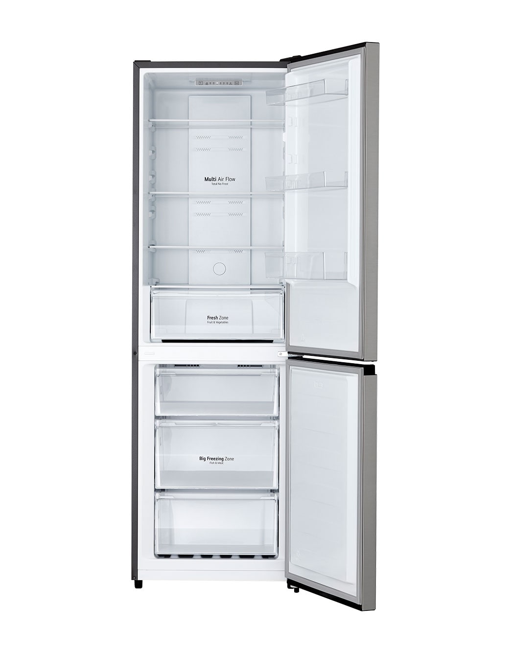 304L Total No Frost Tall Fridge Freezer, Silver | LG UK