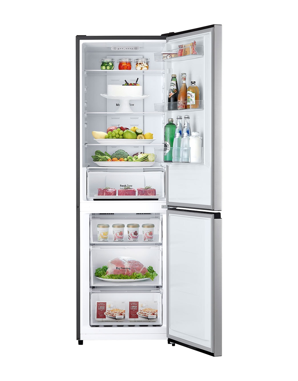 304L Total No Frost Tall Fridge Freezer, Silver | LG UK