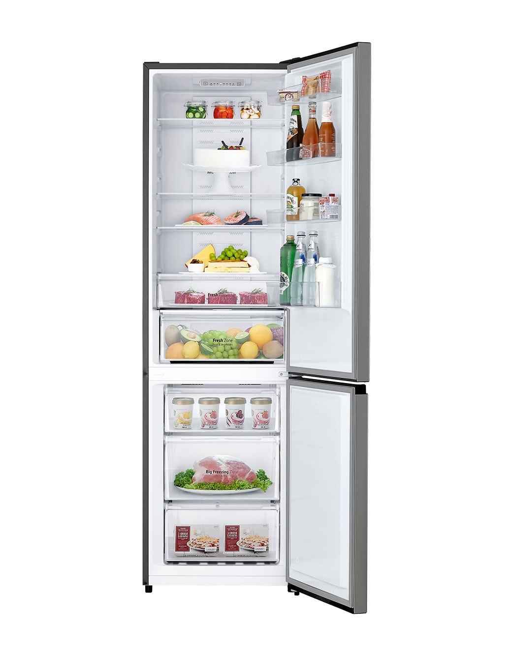 336L Total No Frost Tall Fridge Freezer, Silver | LG UK