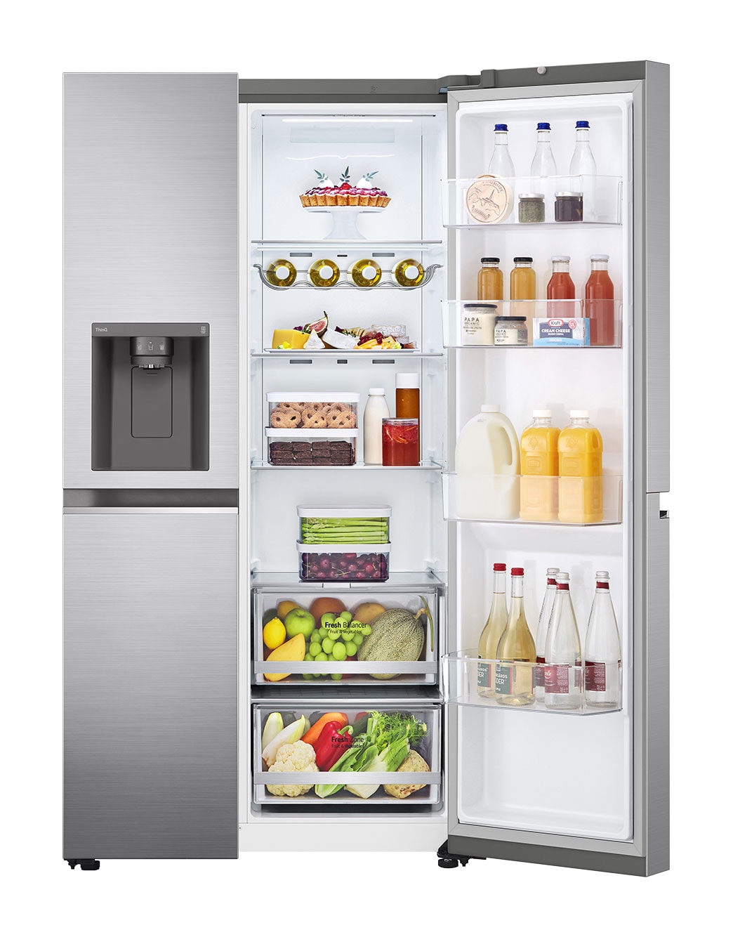 635L American Style Fridge Freezer Shiny Steel | LG UK