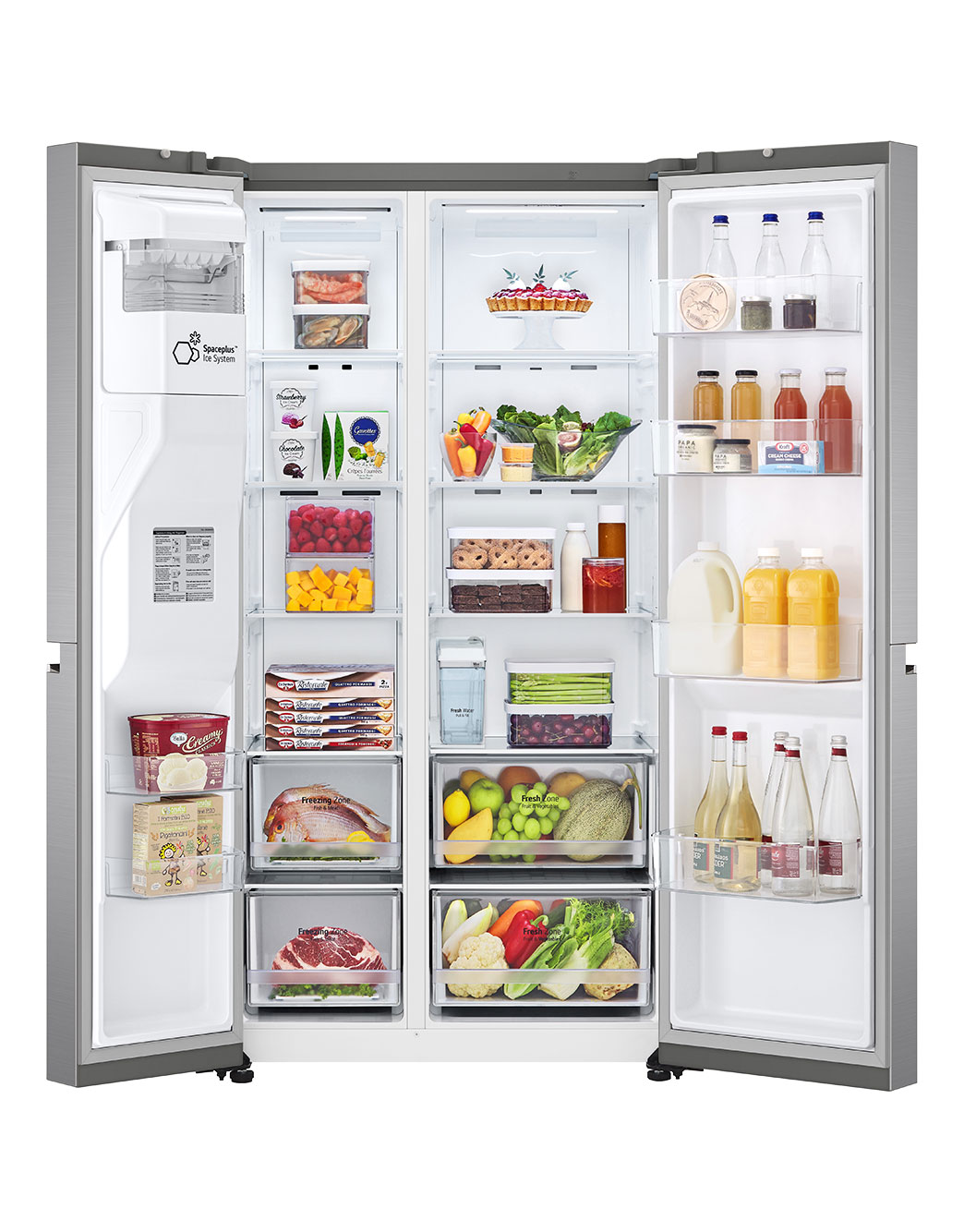 635L American Style Fridge Freezer Shiny Steel | LG UK