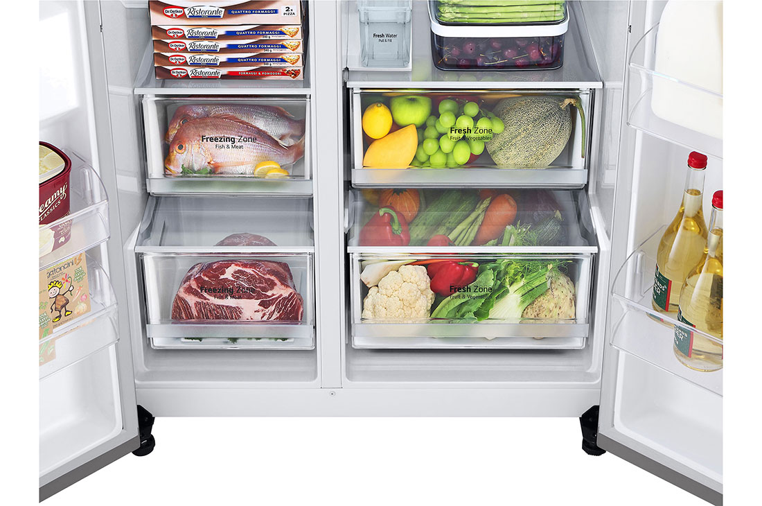 635L American Style Fridge Freezer Shiny Steel | LG UK