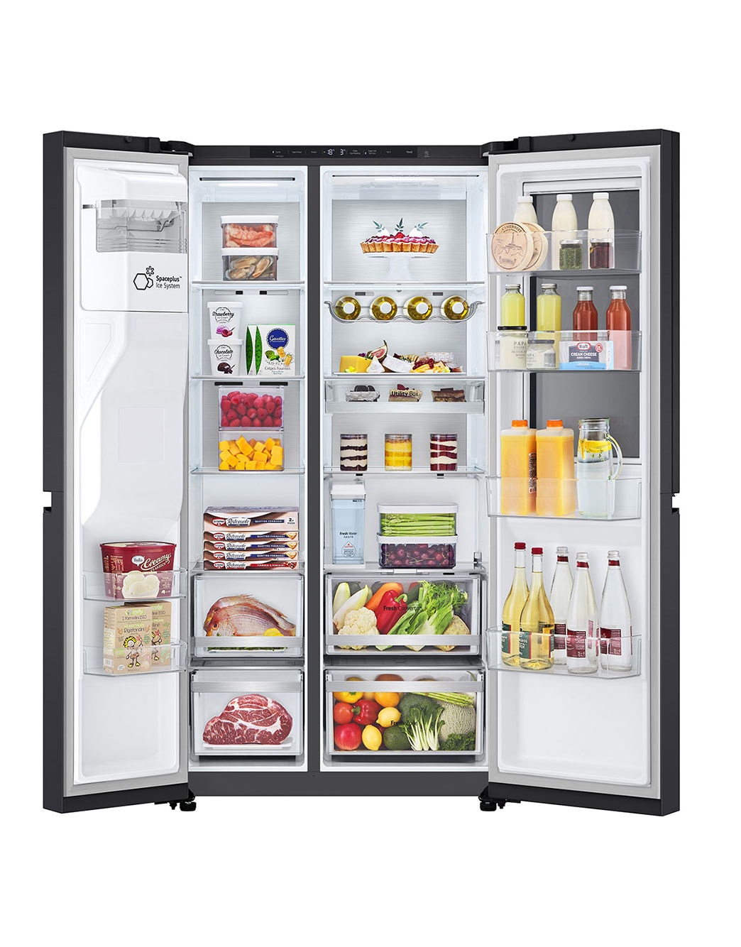 628L Side-By-Side Refrigerator Essence Black Steel | LG UK