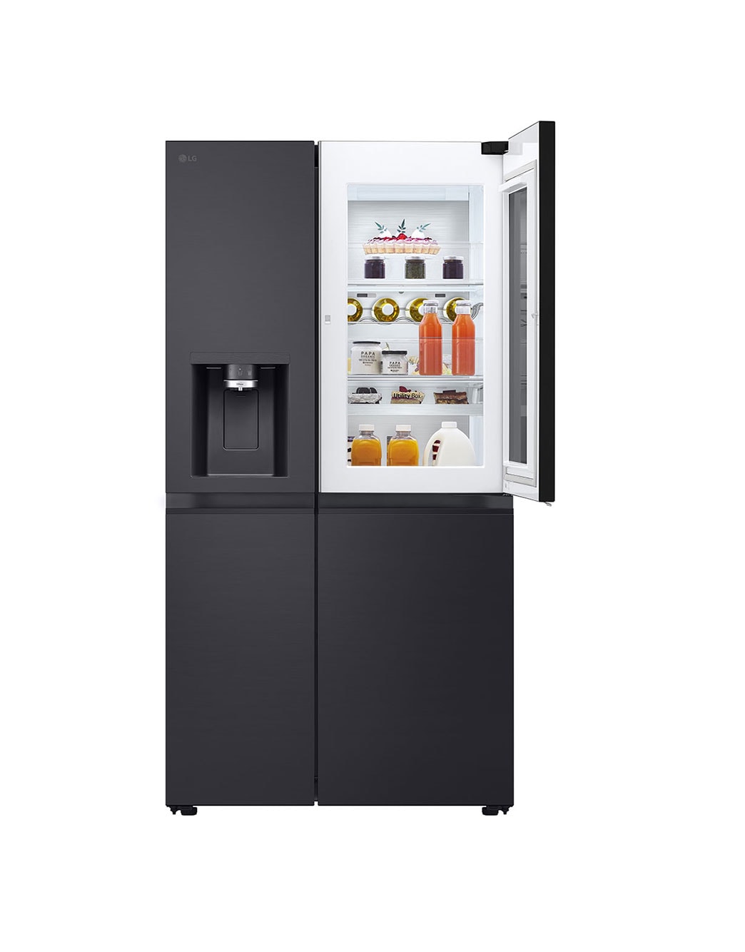 628L Side-By-Side Refrigerator Essence Black Steel | LG UK