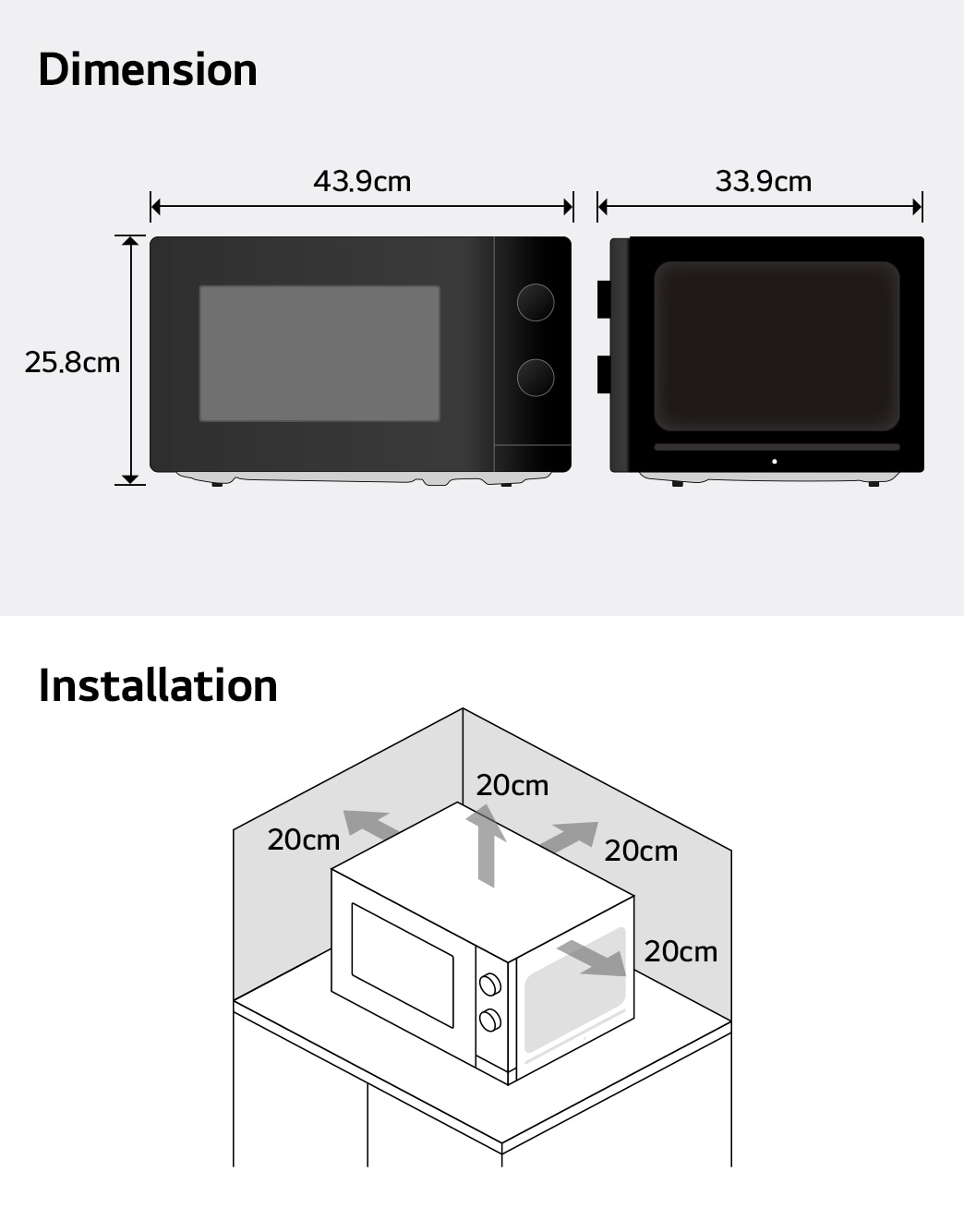 20L 700W Microwave Oven Black - MS2082F | LG UK