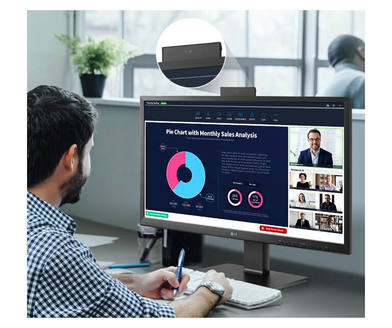 23.8-inch Full HD (1920x1080) IPS Monitor with Built-in Full HD Webcam ...
