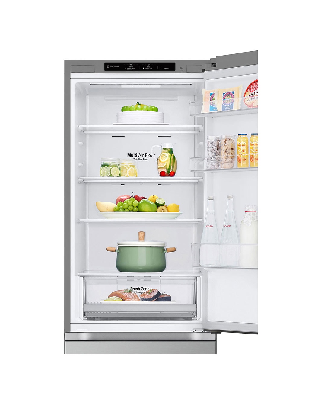 344L NatureFRESH Fridge Freezer, Prime Silver | LG UK