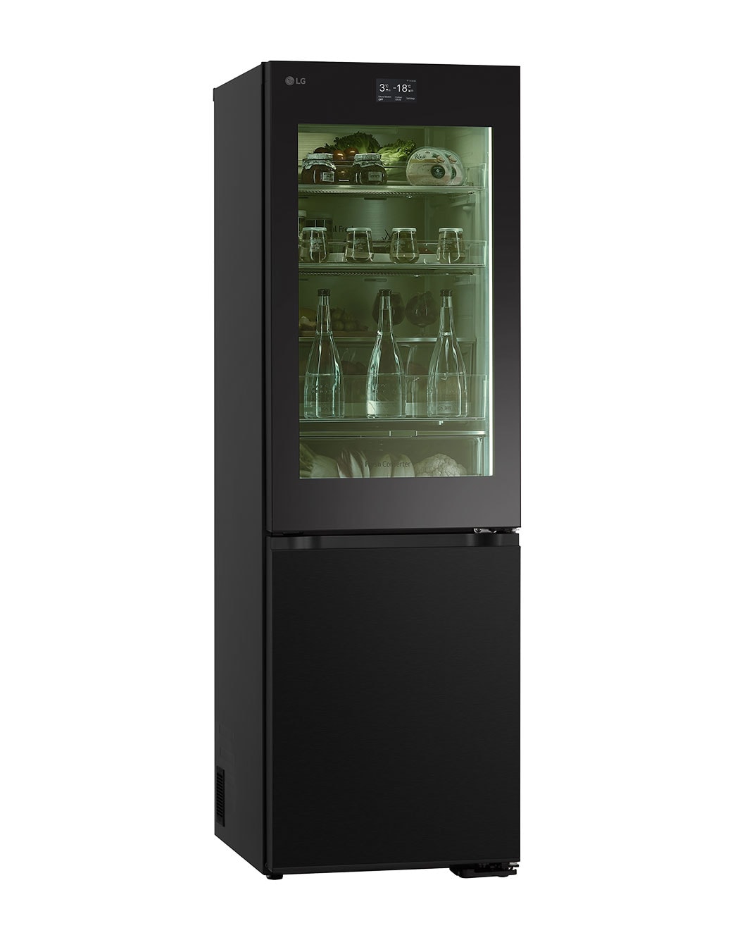349L InstaView™ Fridge Freezer, Essence Black Steel | LG UK