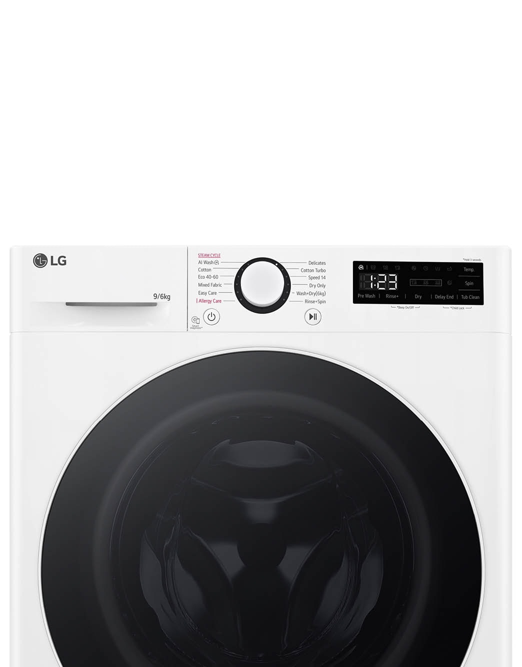 9kg / 6kg Steam™ Washer Dryer, White | LG UK
