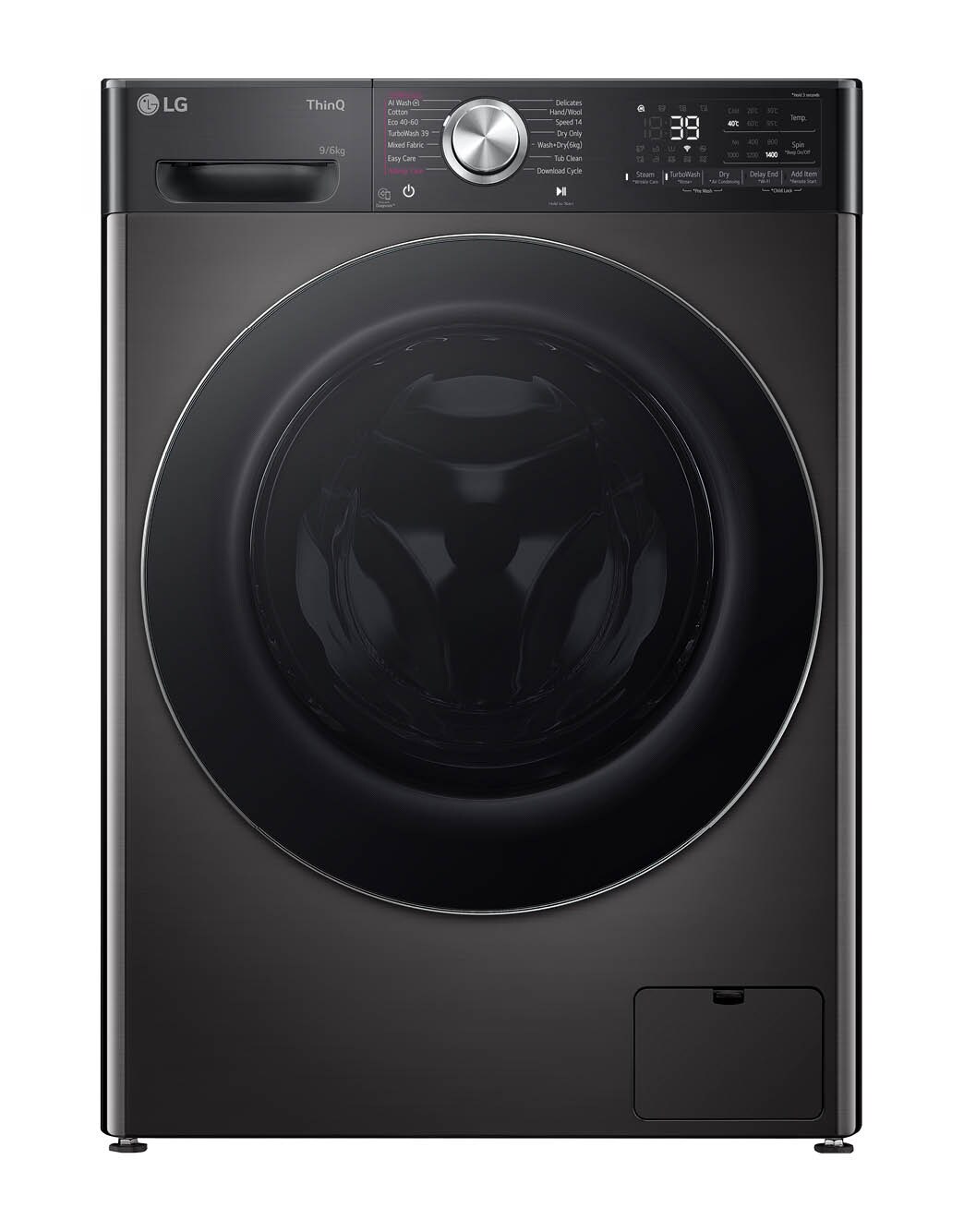 9kg / 6kg DUAL Dry™ Washer Dryer Platinum Black | LG UK