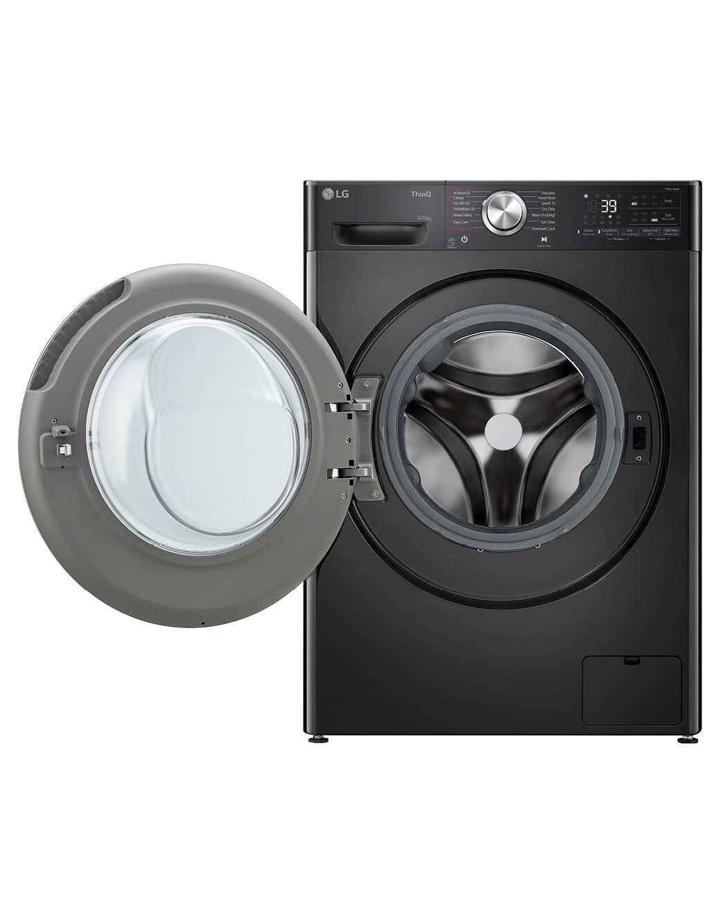 9kg / 6kg DUAL Dry™ Washer Dryer Platinum Black | LG UK