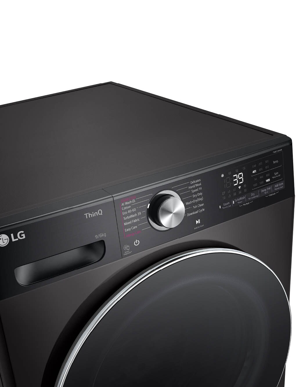 9kg / 6kg DUAL Dry™ Washer Dryer Platinum Black | LG UK