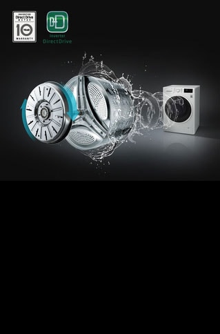 9kg Direct Drive Washing Machine, White | LG UK