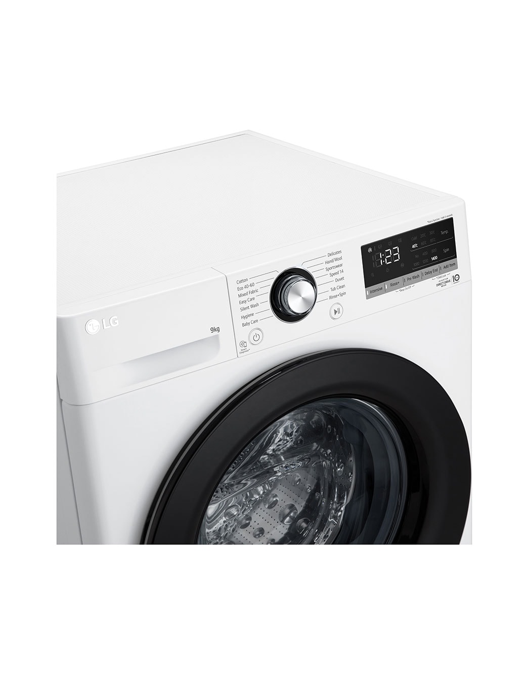 9kg Direct Drive Washing Machine, White | LG UK