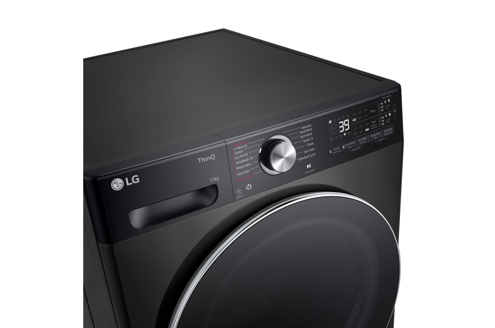 9kg Washing Machine Platinum Black | LG UK