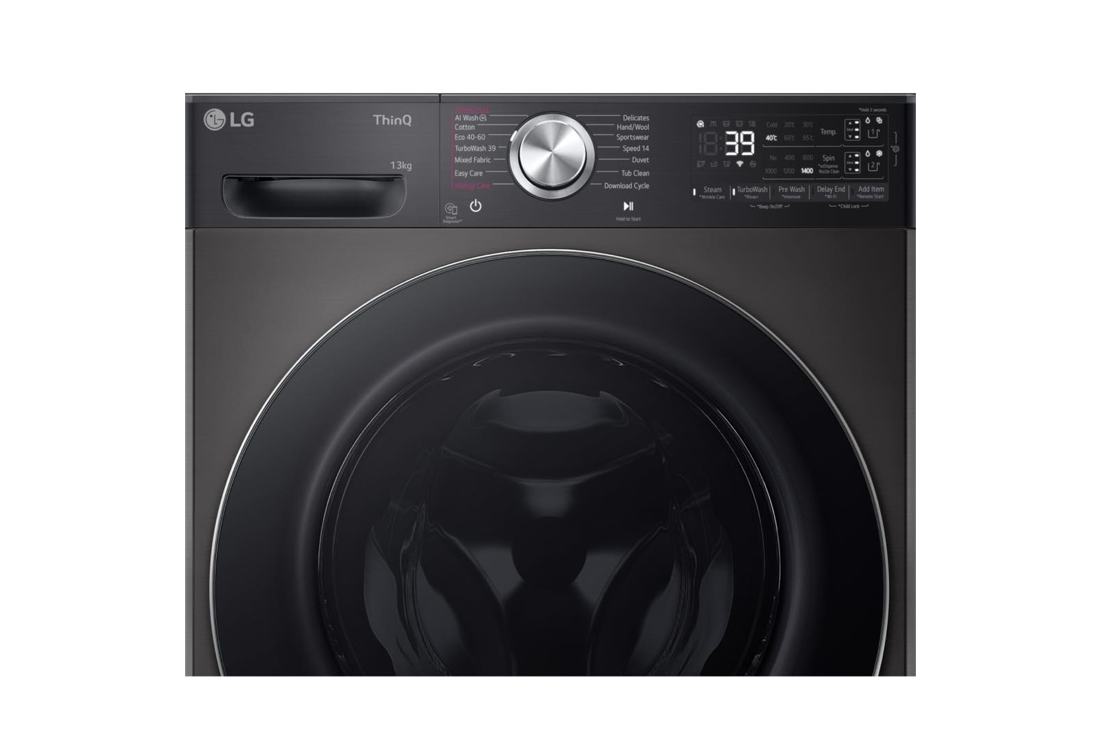 9kg Washing Machine Platinum Black | LG UK