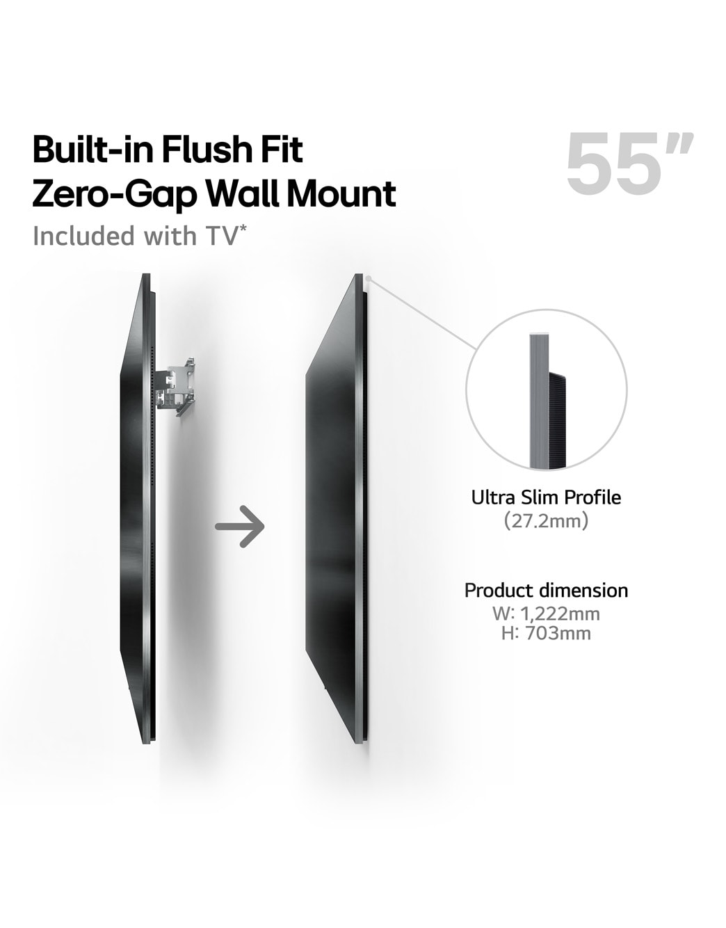 55 inch LG OLED evo AI G5 4K Smart TV 2025 - Wall mount version ...