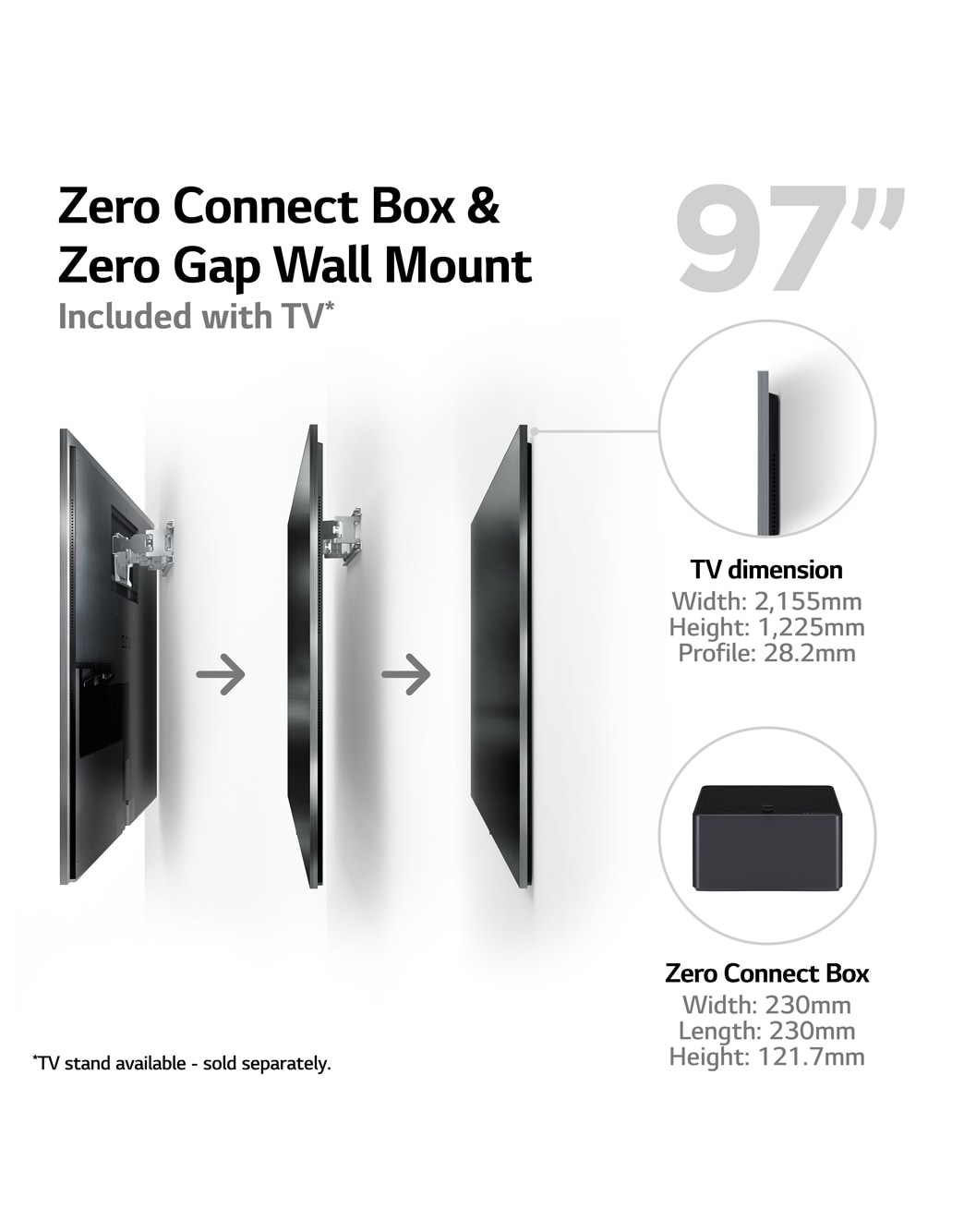 97 inch LG SIGNATURE OLED M3 World’s first True Wireless TV with 4K 120Hz Video & Audio Transfer ...