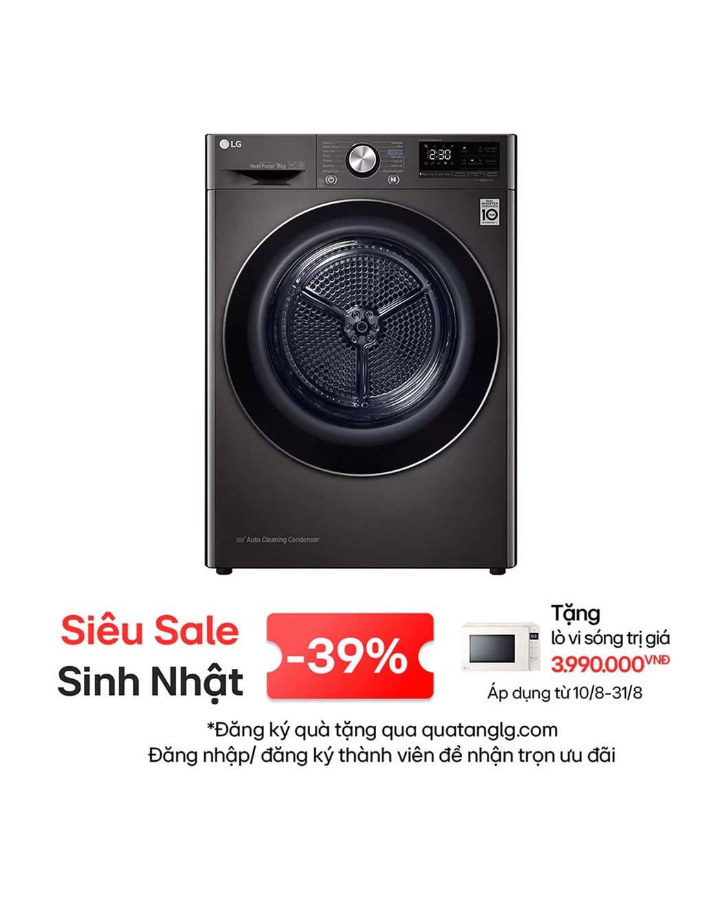 Combo Máy giặt lồng ngang LG AI DD™ Inverter 12kg màu đen FV1412S3BA ...