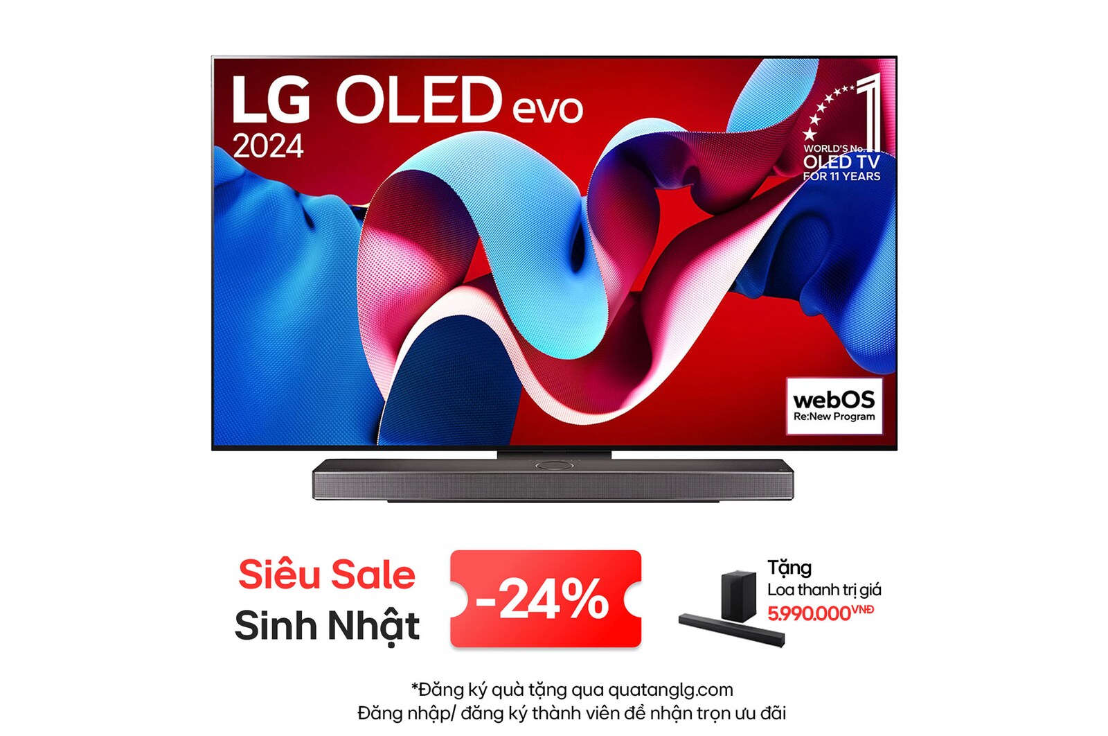 Smart TV LG OLED evo AI C4 4K 55 inch 2024 - OLED55C4PSA | LG VN