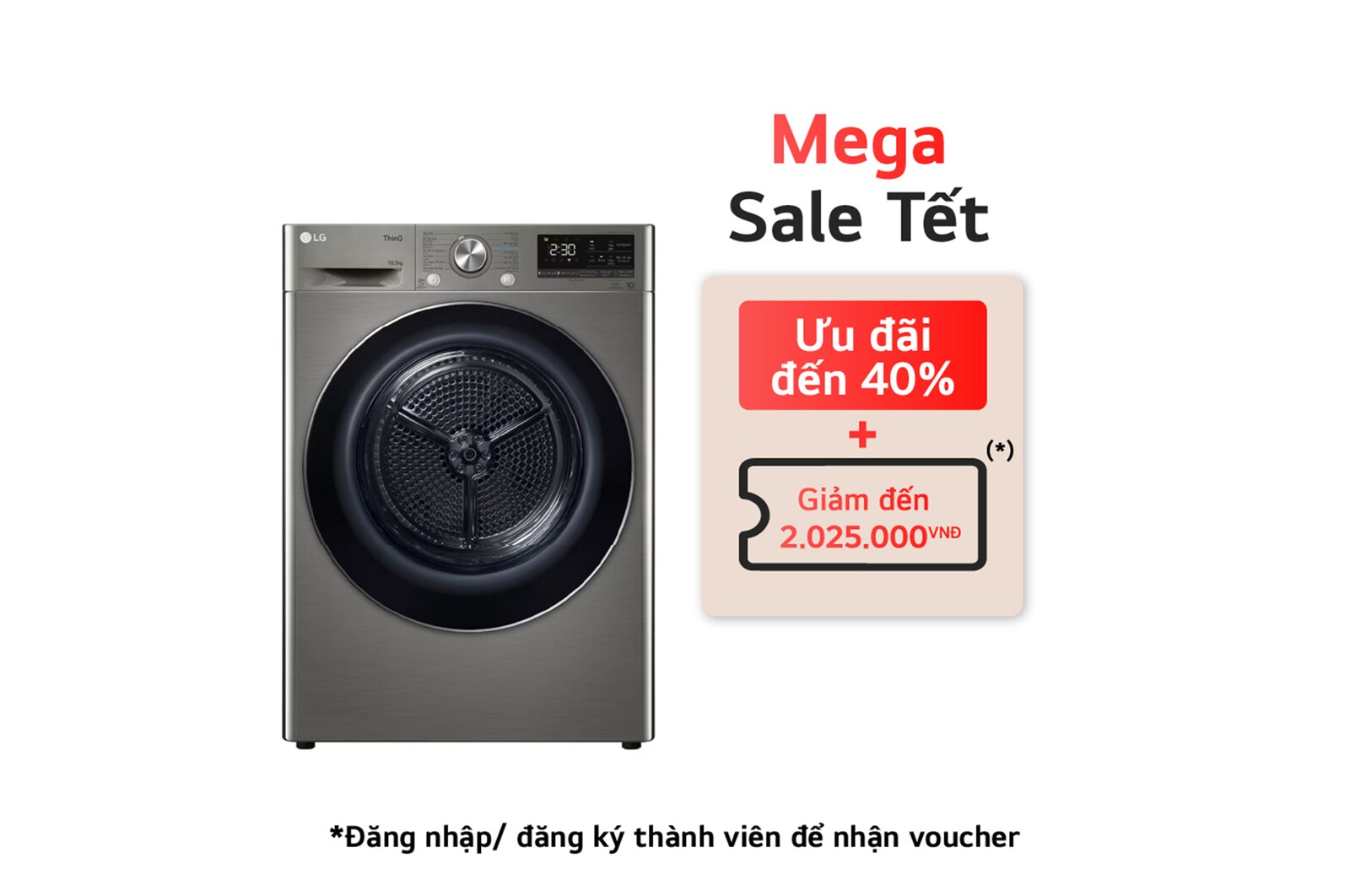 Máy sấy DUAL Inverter Heat Pump™ 10.5kg DVHP50P | LG VN