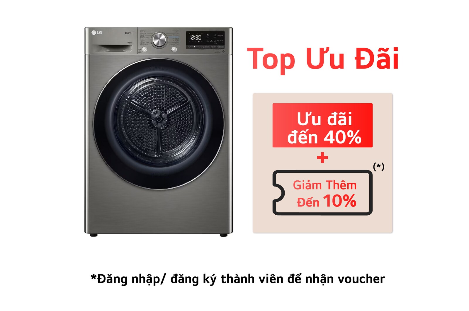 Máy sấy DUAL Inverter Heat Pump™ 10.5kg DVHP50P | LG VN