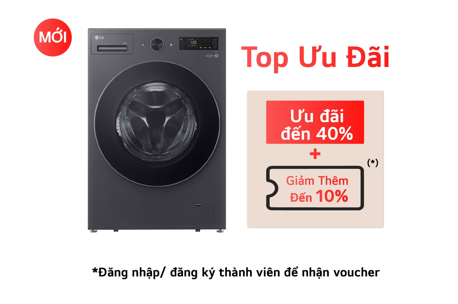 Máy giặt lồng ngang LG AI DD™ 2.0 15kg đen F2515SNTG | LG VN