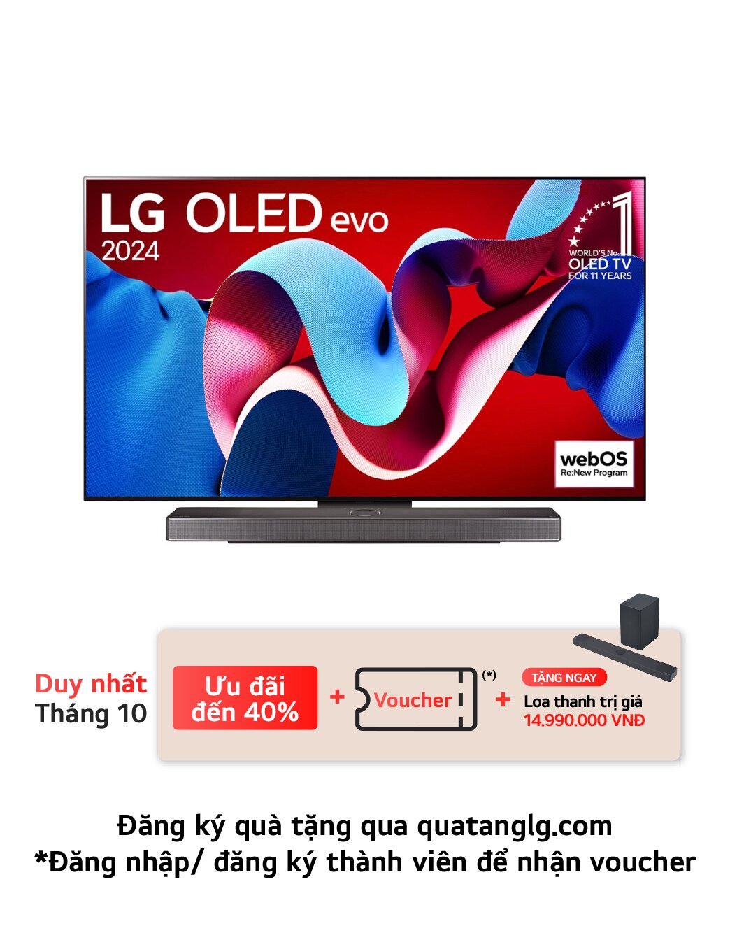 Smart TV LG OLED evo AI C4 4K 65 inch 2024 - OLED65C4PSA | LG VN