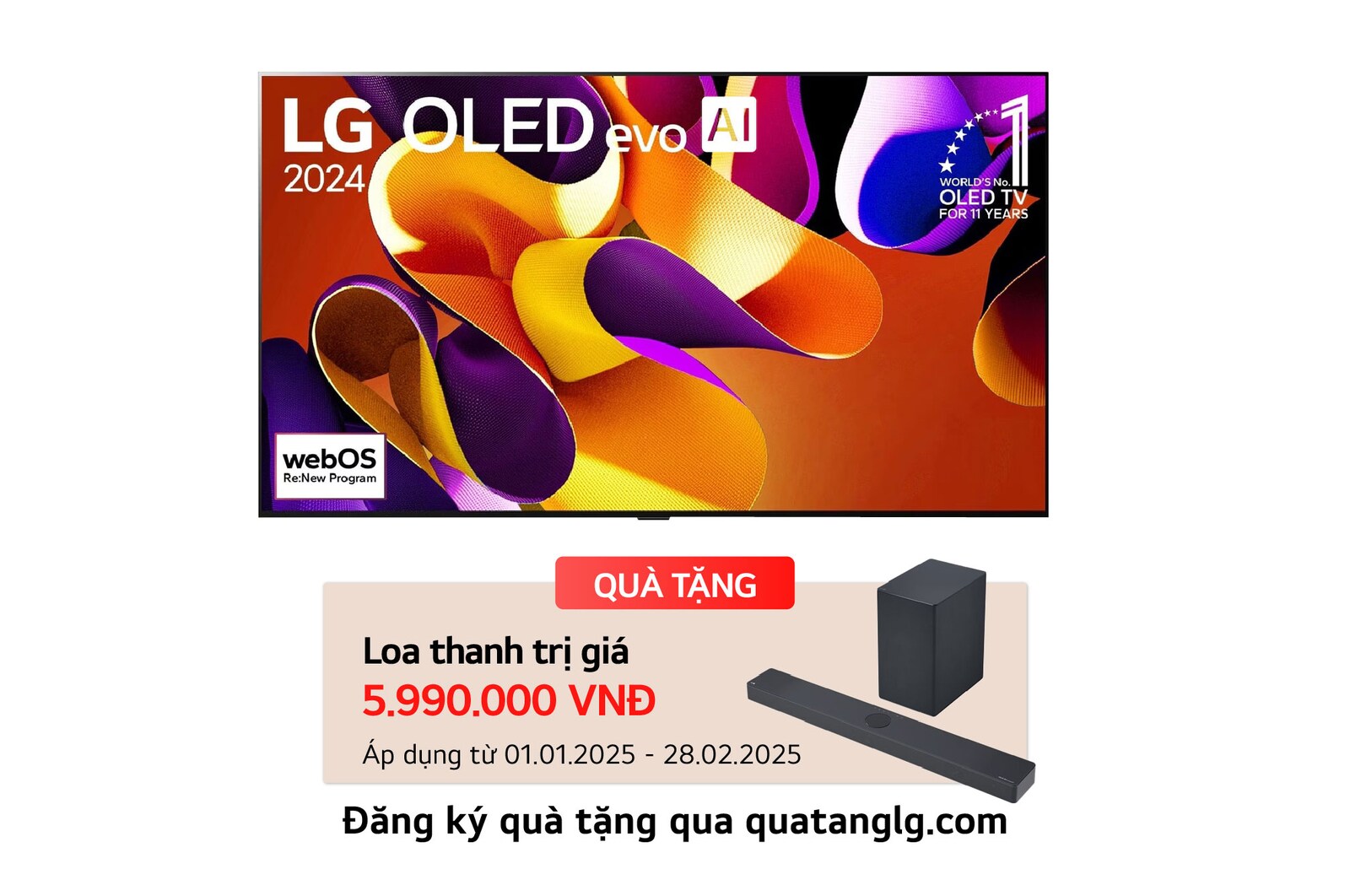 Smart TV LG OLED evo AI G4 4K 55 Inch 2024 - OLED55G4PSA | LG VN