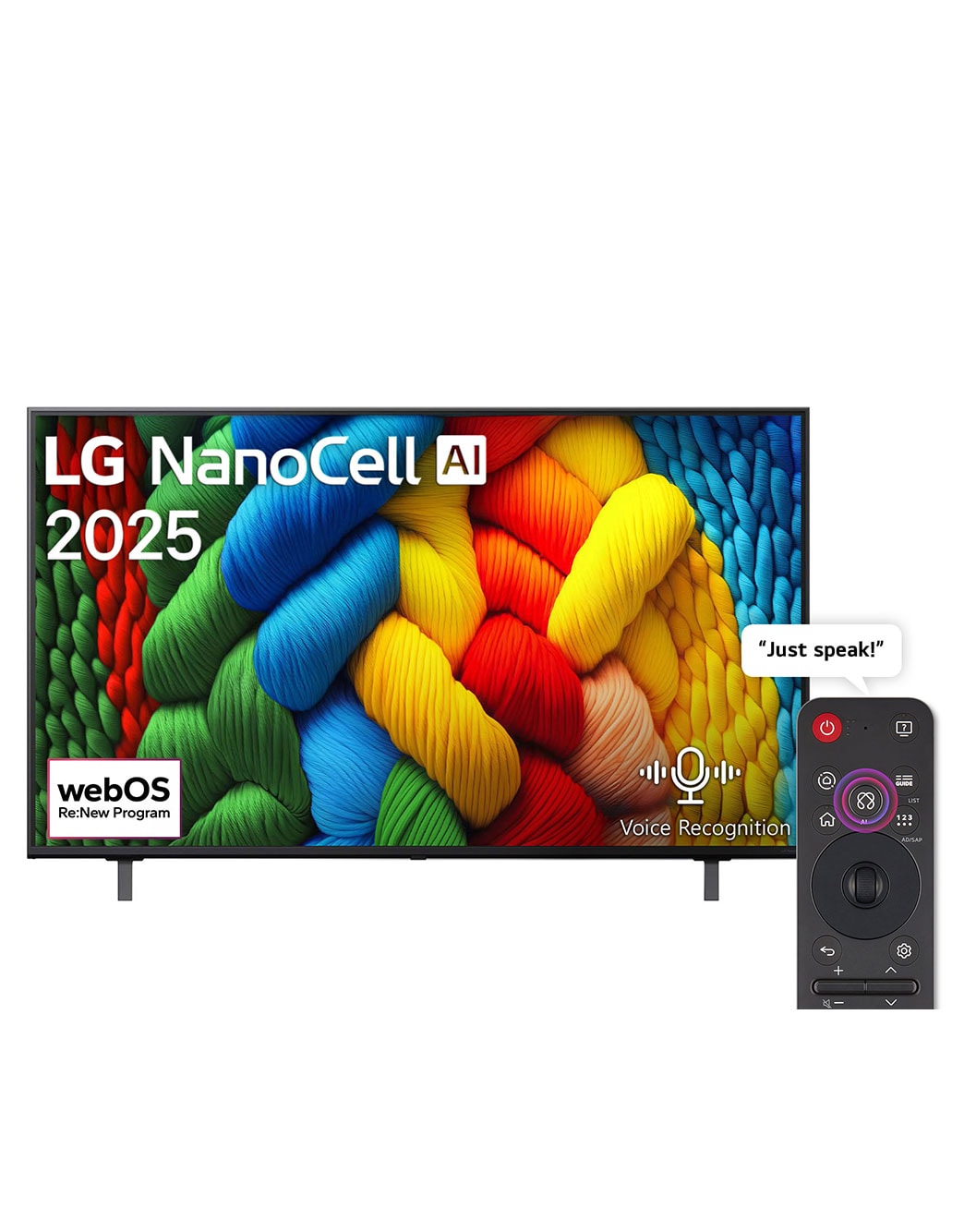 55 inch LG NanoCell AI NANO80 4K Smart TV AI Magic remote HDR10 webOS25 2025 - 55NANO80A6A | LG ZA