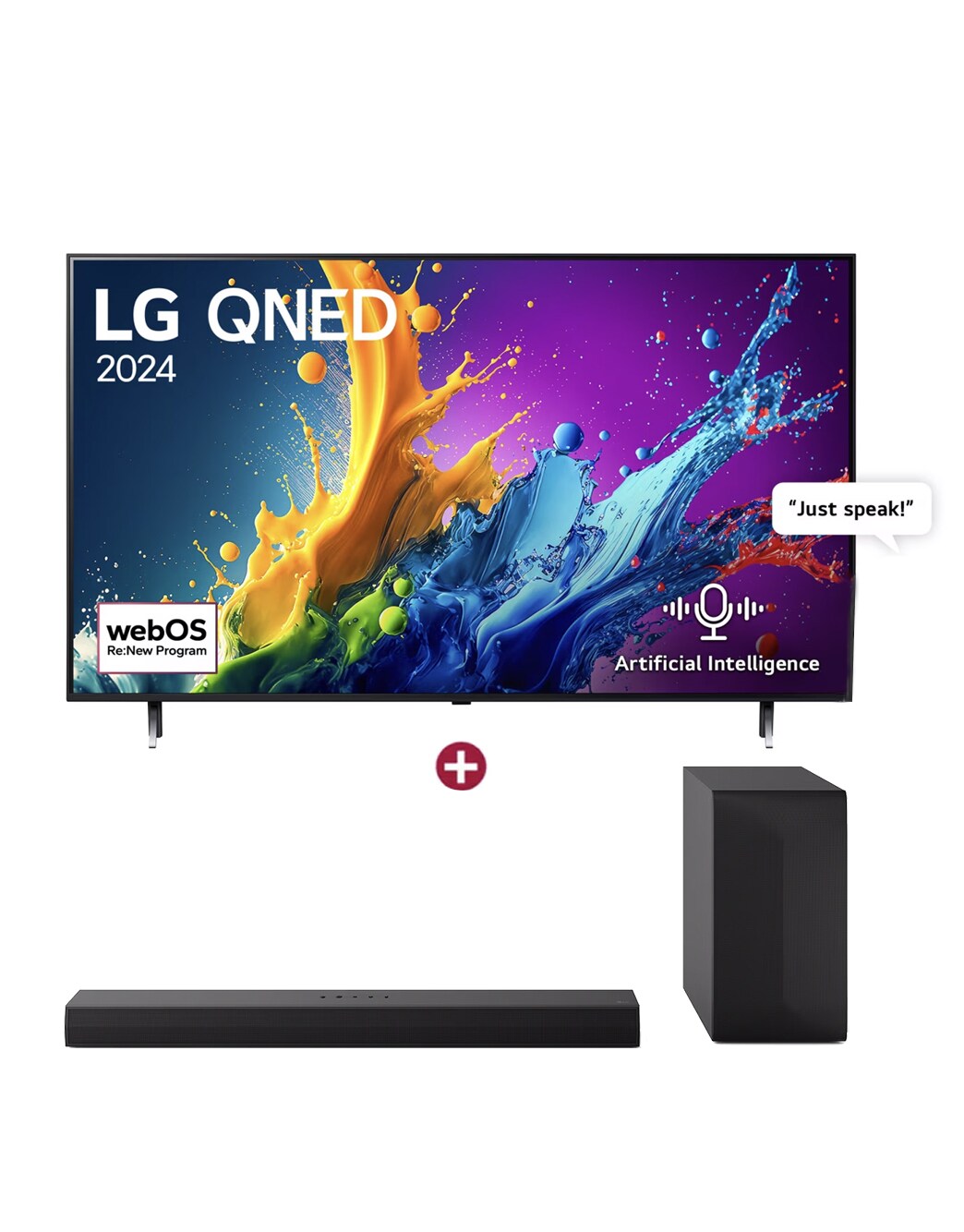 55 Inch LG QNED QNED80 4K Smart TV and S60T Soundbar - 55QNED80T6B.S60T ...