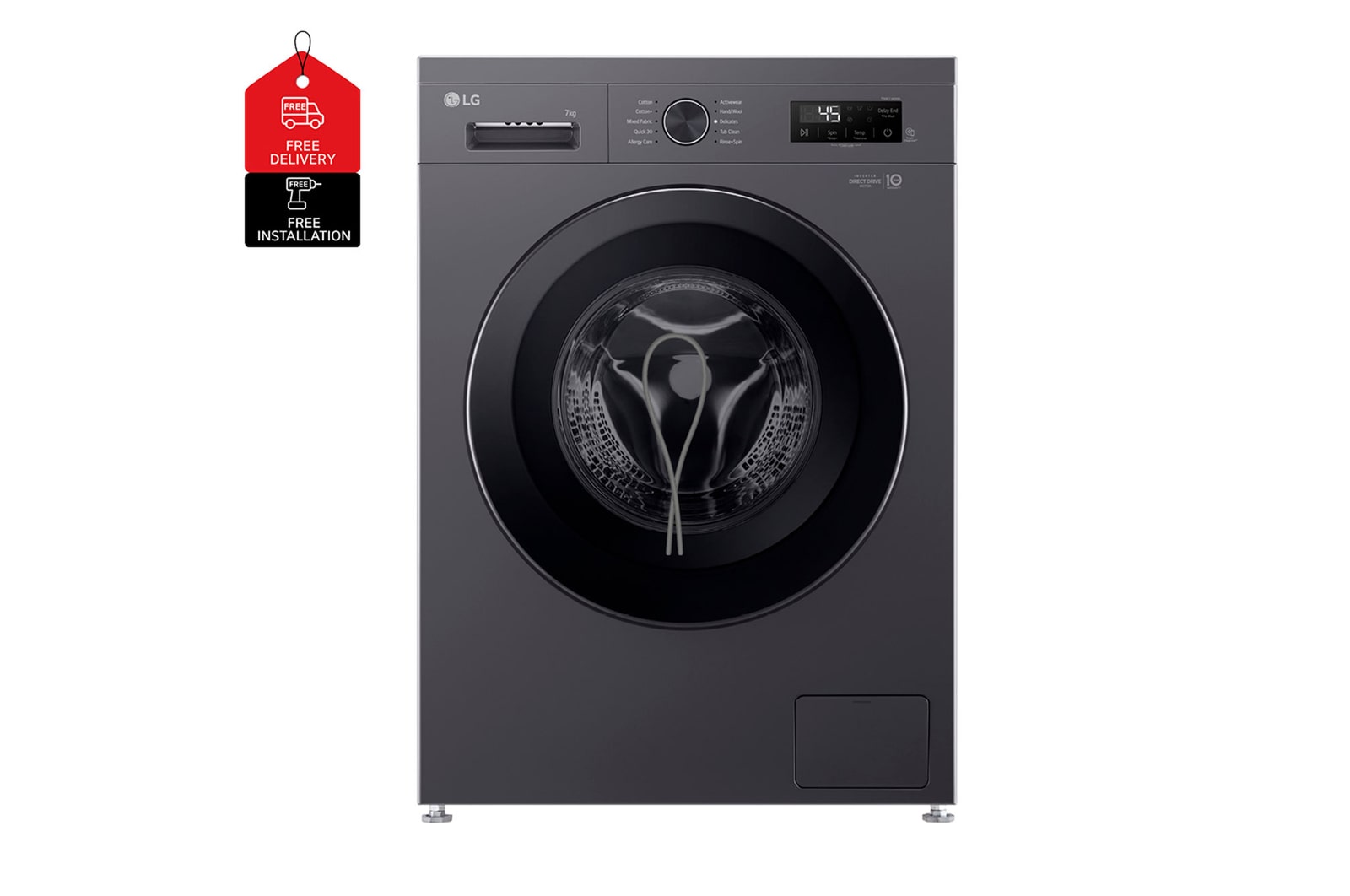 7kg Front Load Washing Machine in Middle Black Finish - F2Y1HYP6J | LG ZA