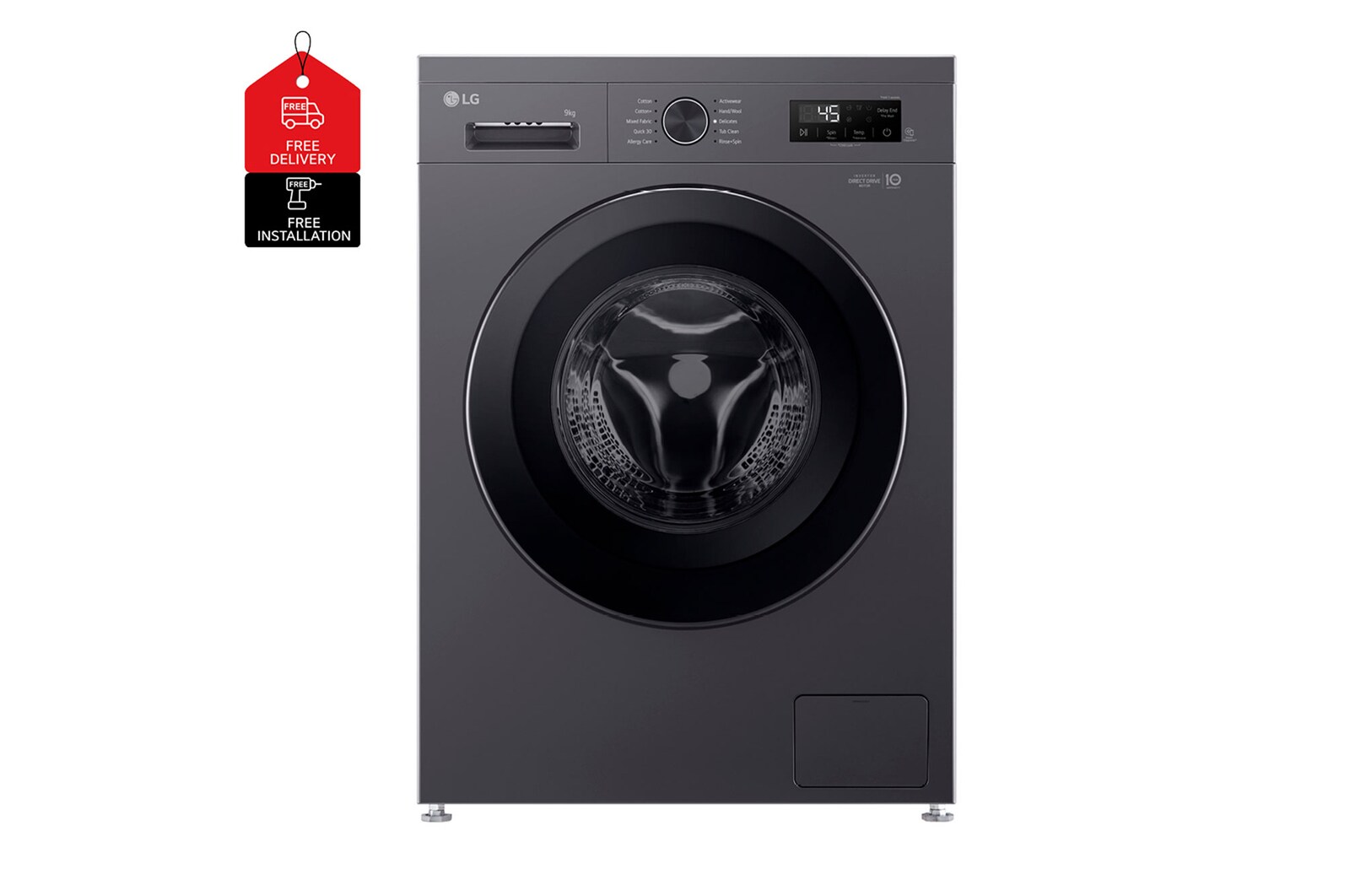 9kg Front Load Washing Machine in Middle Black Finish - F2Y1VYP6J | LG ZA
