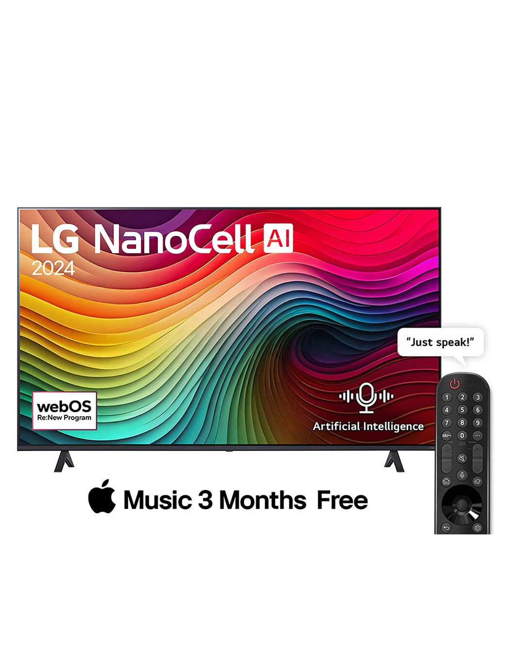 65 Inch LG NanoCell NANO80 4K Smart TV AI Magic remote HDR10 webOS24 ...